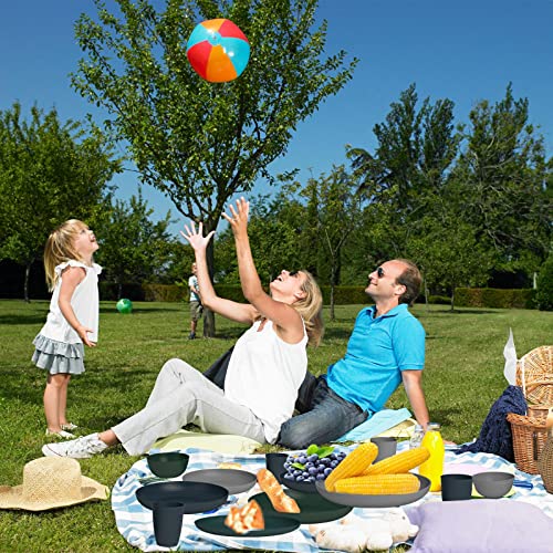 KEWOO Unbreakable Wheat Straw Dinnerware Sets of 4, 16Pcs Reusable Dinnerware Set,Lightweight Microwave Dishwasher Safe,Plates, Cups, Bowls for r Party, Picnic, Camping, Dorm (Pink)