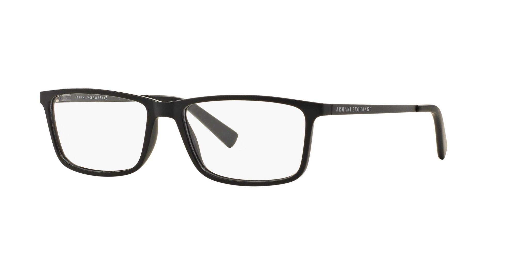 A|X ARMANI EXCHANGE Men's AX3027 Rectangular Prescription Eyeglass Frames, Matte Black/Demo Lens, 55 mm