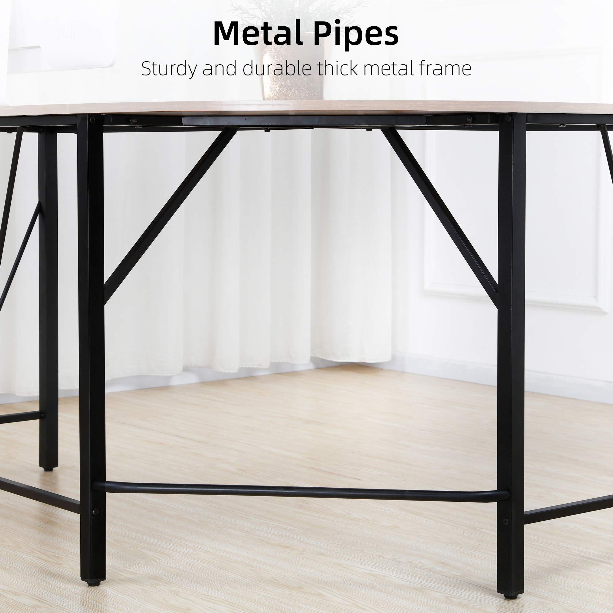 Amyove L-Shaped Desk, Home Office Desk with Round Corner,Computer Gaming Desk Table,Space-Saving/Easy to Assemble (Retro Color)