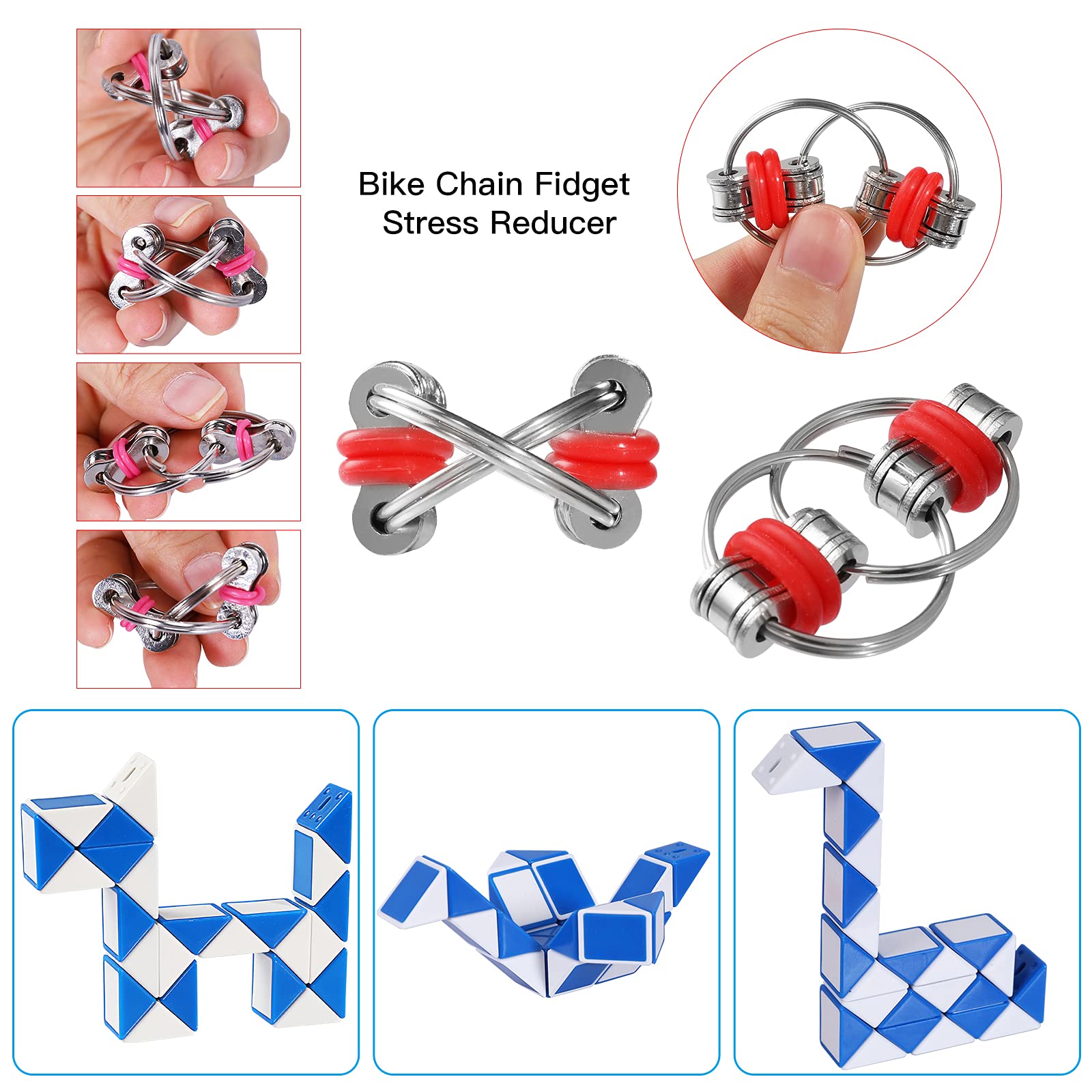 Max Fun Sensory Fidget Toys Set Bundle 48 Pack Stress Relief Anti-Anxiety Tools Toys for Kids Adult Children Autistic ADHD Fidgets Box, Squeeze Ball Marble Mesh Wacky Track