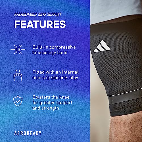 adidas Performance Climacool Knee Support Sleeve - Knee Sleeve for Support, Training, and Competitions - Ergonomic Design, Silicone Grip, Breathable Seamless Design - Black, Medium