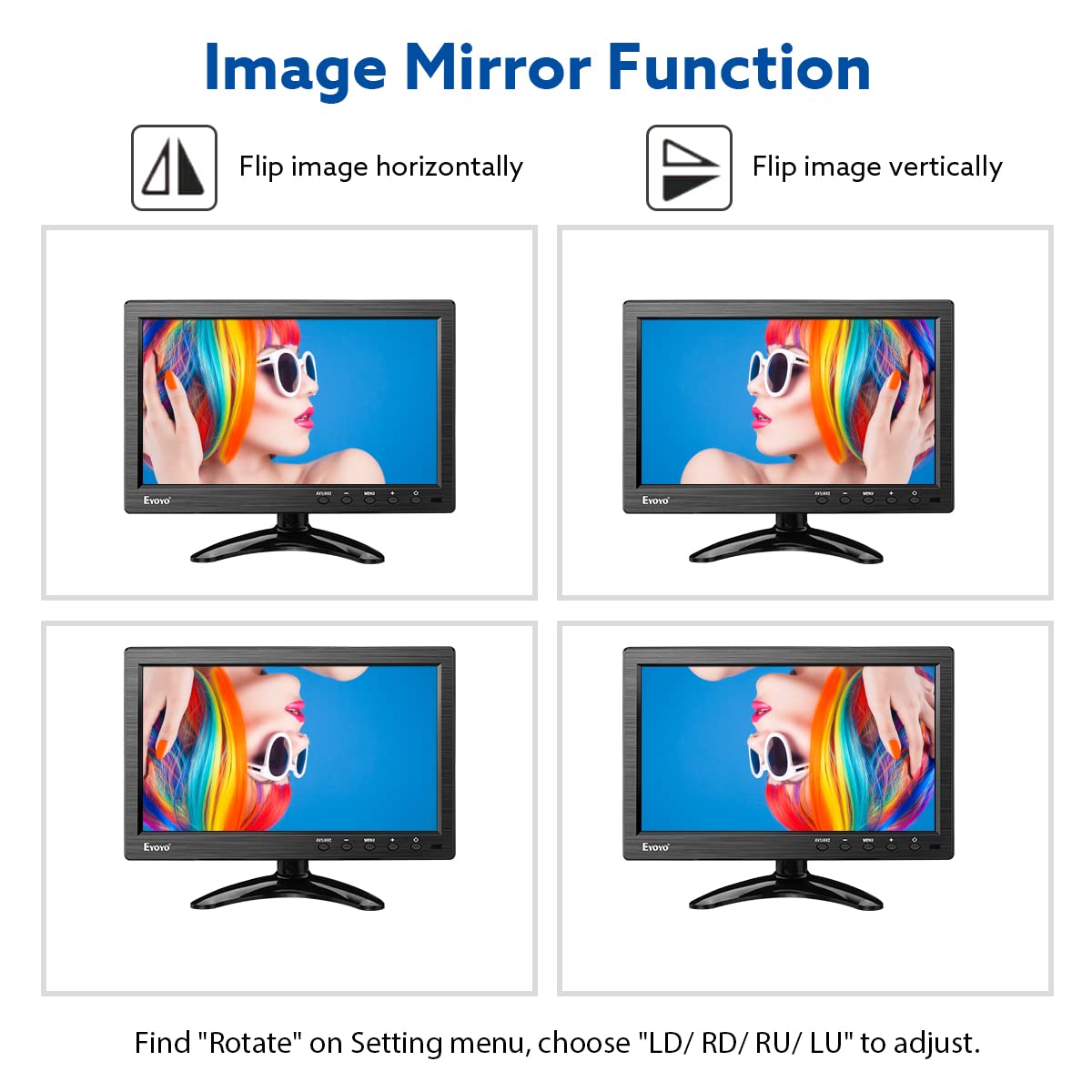 Eyoyo 10 Inch Monitor 1024x600 Small Display HD TFT LCD Display Screen Support AV VGA BNC HDMI Video Input for CCTV DVD PC DVR with Speakers and Remote Control