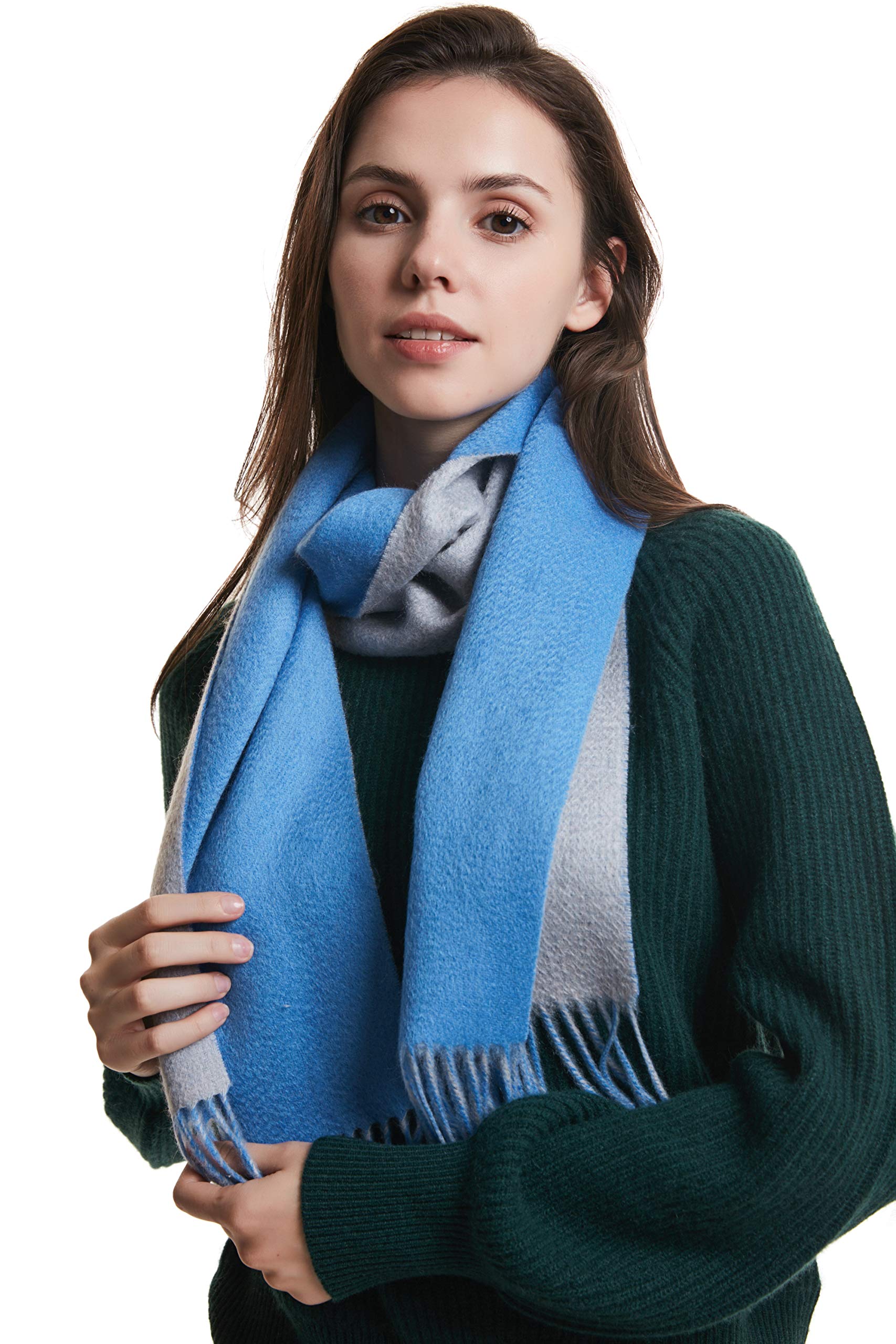 EURKEA 100% Cashmere 2024 Winter Scarf for Women, Fringed Edges, Warm & Soft, Lightweight, Gift Ready, Solid/Plaid/Two-Tone, Black and Burgundy, Free Size