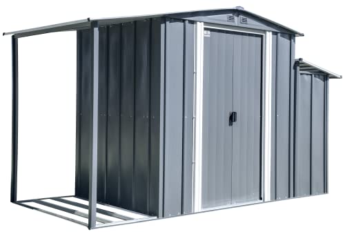 Arrow Sheds 10' x 5' Galvanized Steel 3-in-1 Pad-Lockable Outdoor Utility Storage Shed, Anthracite