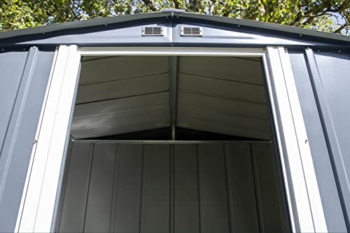 Arrow Sheds 10' x 5' Galvanized Steel 3-in-1 Pad-Lockable Outdoor Utility Storage Shed, Anthracite