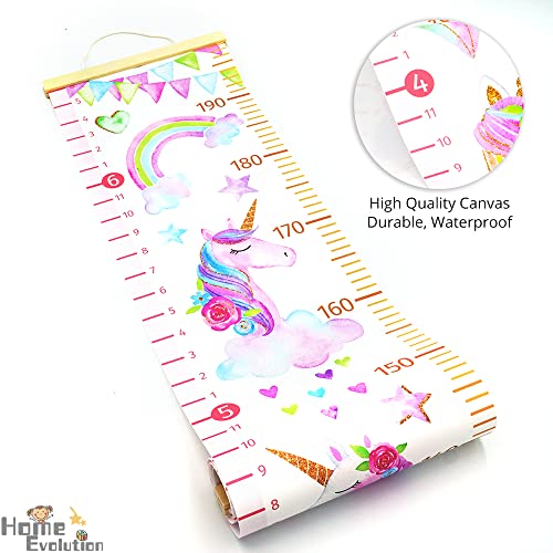 HomeEvolution Kids Growth Chart Height Measuring Chart, Classical Canvas Wall Hanging Rulers for Baby Children Girls Bedroom Decor (Unicorn)