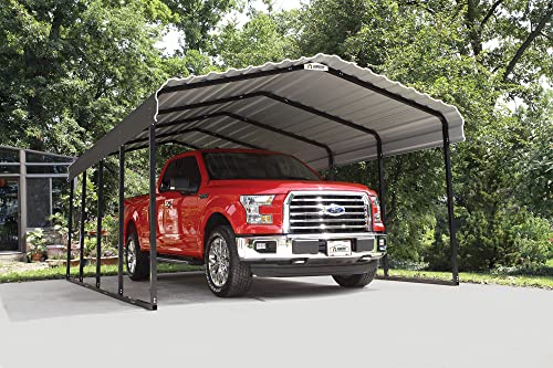 Arrow Sheds Amazon Exclusive 12' x 20' x 7' 29-Gauge Carport with Galvanized Steel Roof Panels and Enclosure Kit, Charcoal