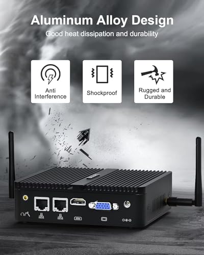BASOARO Mini Industrial Computer, Micro PC, Celeron J4125 Processor, 8G RAM 1TB SSD, Gigabit Ethernet, 2*RS232 COM Port, HD/VGA Display, Dual Band WiFi, BT