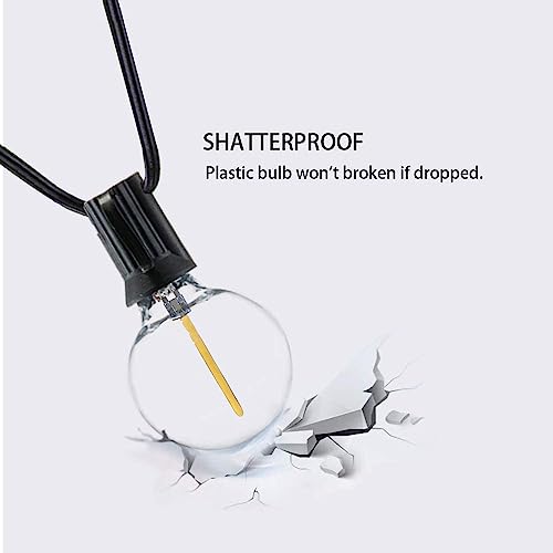 Banord 50FT G40 Globe String Lights, 2700K Waterproof Outdoor Lights with 26 Dimmable Plastic Bulbs, Shatterproof Patio Lights String, Porch Lights, Cafe Lights, Backyard Lights, E12 Screw Base