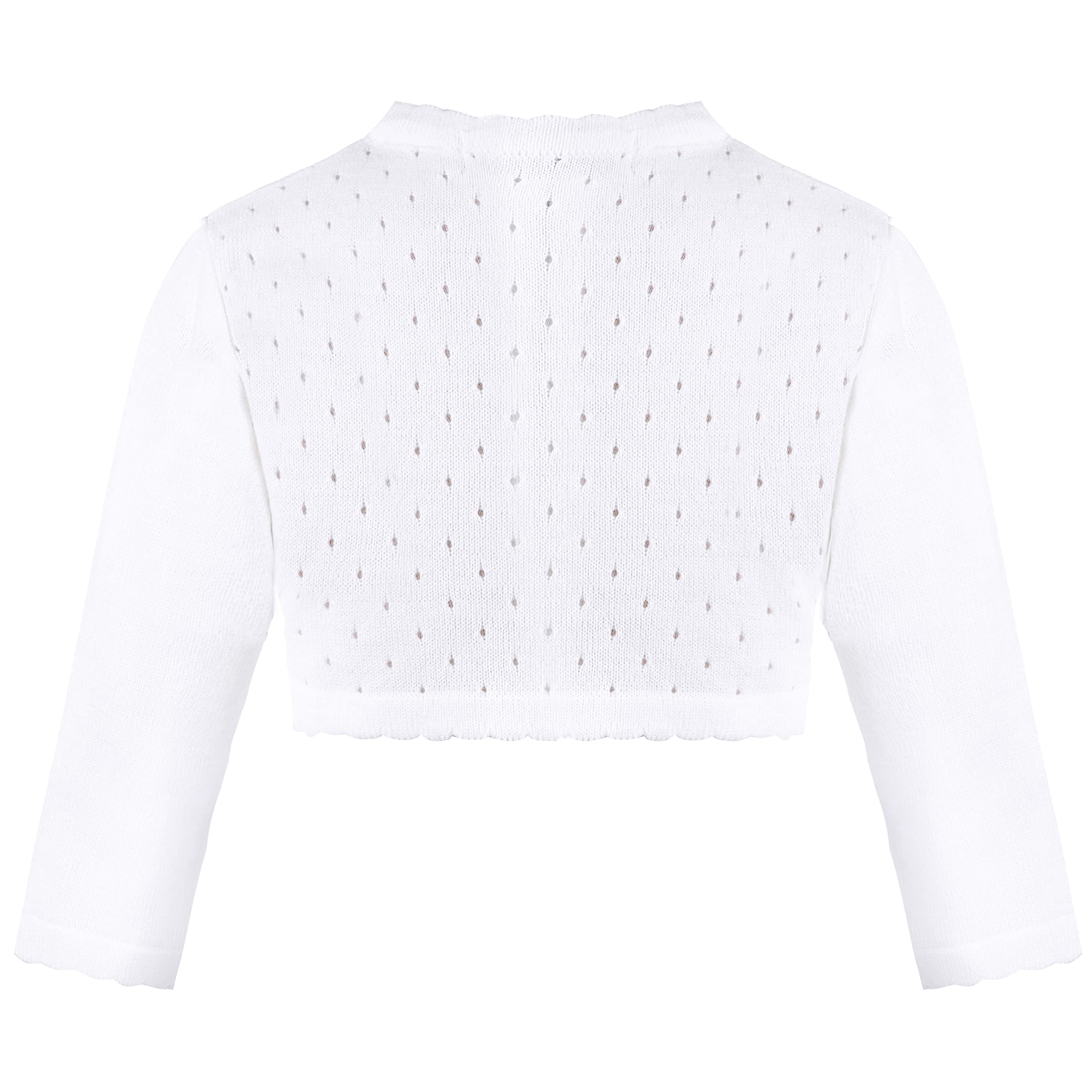 Lilax Baby Girls' Knit Long Sleeve One Button Closure Bolero Shrug 3-6 Months White
