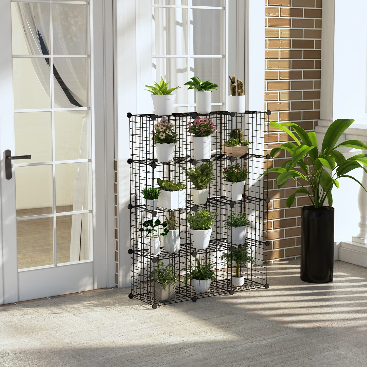 BASTUO Wire Cube Storage, Multipurpose Metal Cube Storage Organizer, Square Wire Storage Cubes (16 Cubes, Black)