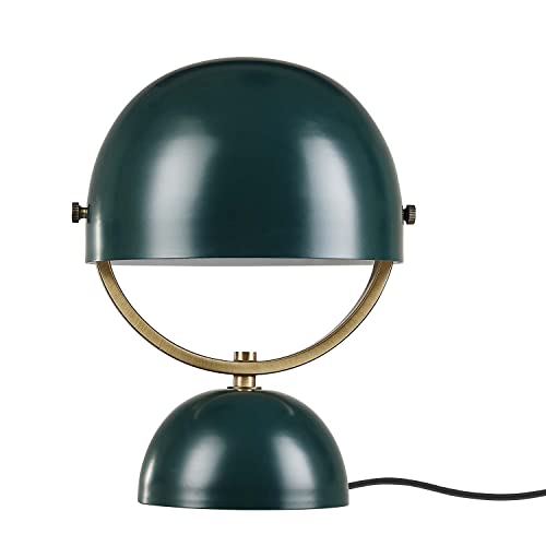 Globe Electric 52973 12.5" Desk Lamp, Matte Green, Matte Brass Accent, Black Fabric Cord, in-Line On/Off Rocker Switch, Title 20 LED Bulb Included, Home Décor, Desk Lamps for Home Office