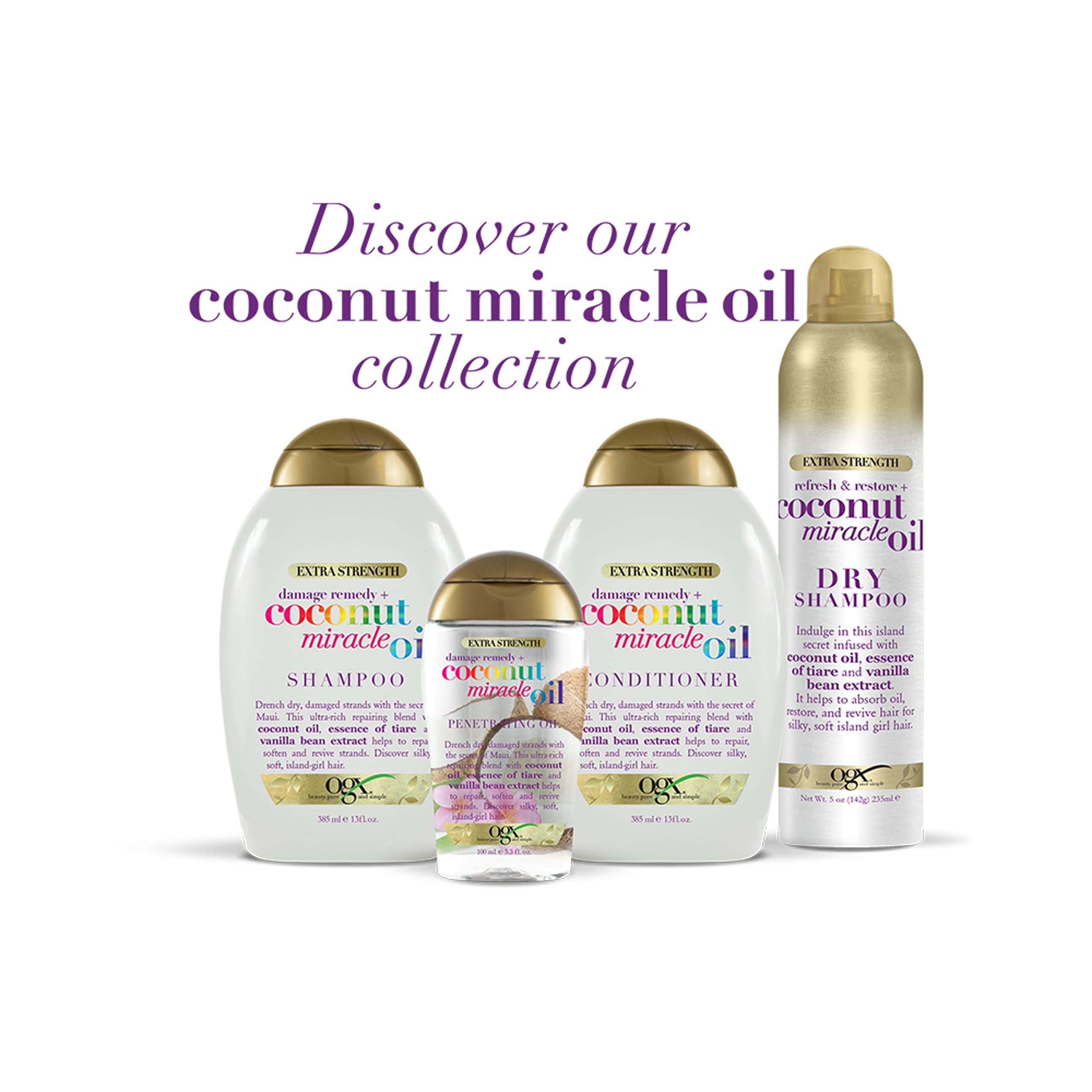 OGX Extra Strength Refresh Restore + Dry Shampoo, Coconut Miracle Oil, 5 Ounce