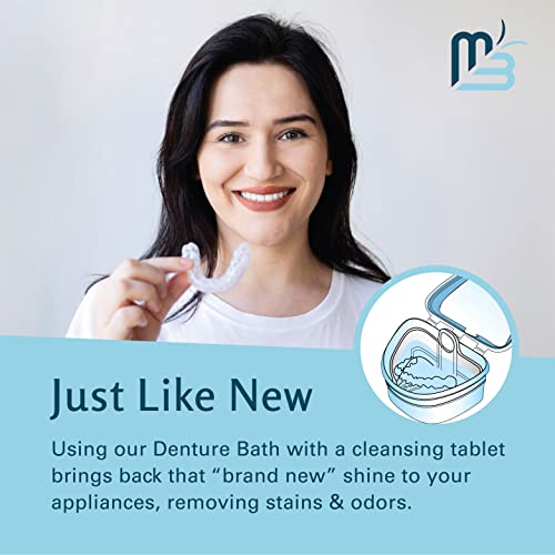 Denture Bath Case and Retainer Case | FSA HSA Approved | Denture Cleaner Cup for Invisalign Retainers Mouthguards and Dentures Cleaner Kit with Strainer Spill-Free Portable Retainer Cleaner Case