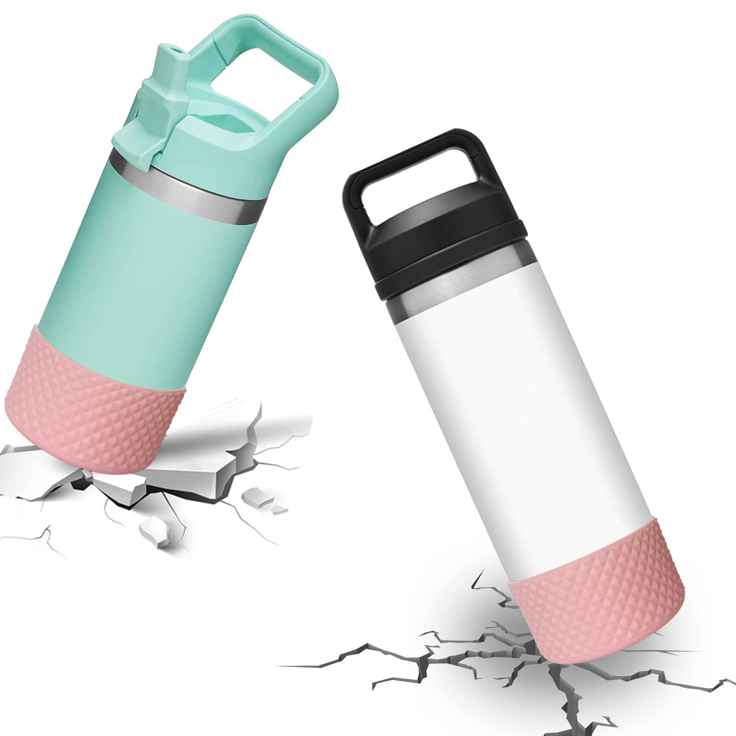 Acemoo Safer Silicone Boot Sleeve for YETI Rambler 12 oz 18 oz and Rambler Jr 12 oz, Anti-Slip, Less Noise, Diamond Embossed Boot for YETI Rambler Bottle - Dishwasher Safe