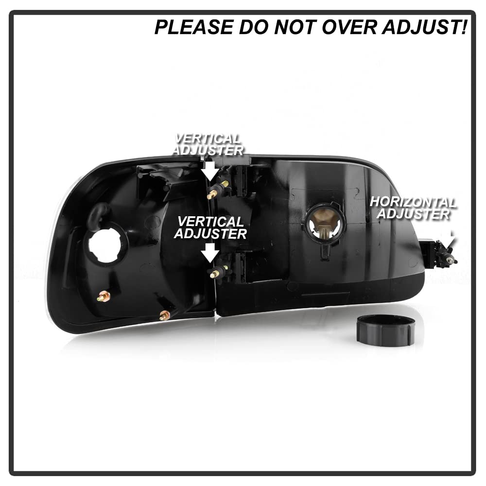 ACANII - For 1997-2003 Ford F150 Expedition Black Headlights+Corner Signal Lights Driver + Passenger Side