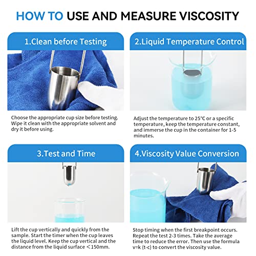 BAOSHISHAN NO.1 Zahn Cup Viscosity Cup #1 Dip Type 44ml Stainless Steel Viscometer Flow Cup for Paint Finishes Oil Dye Sauce Honey