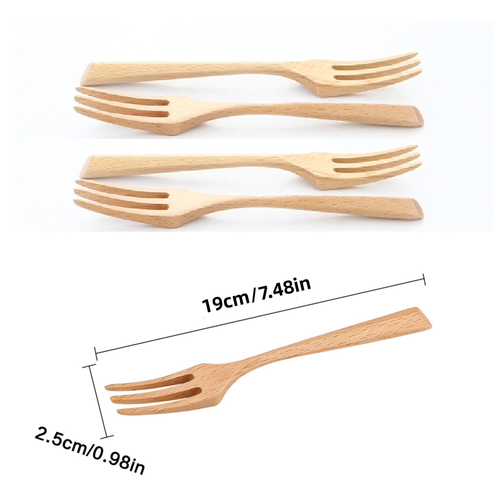 Wood Forks,AYFDISHS 5 Pieces Reusable Wooden Fork for Eating,7.5Inch Japanese Wood Salad Dinner Forks,Eco-friendly Wooden Flatware Set for Cooking, Dessert, Fruits, Salad