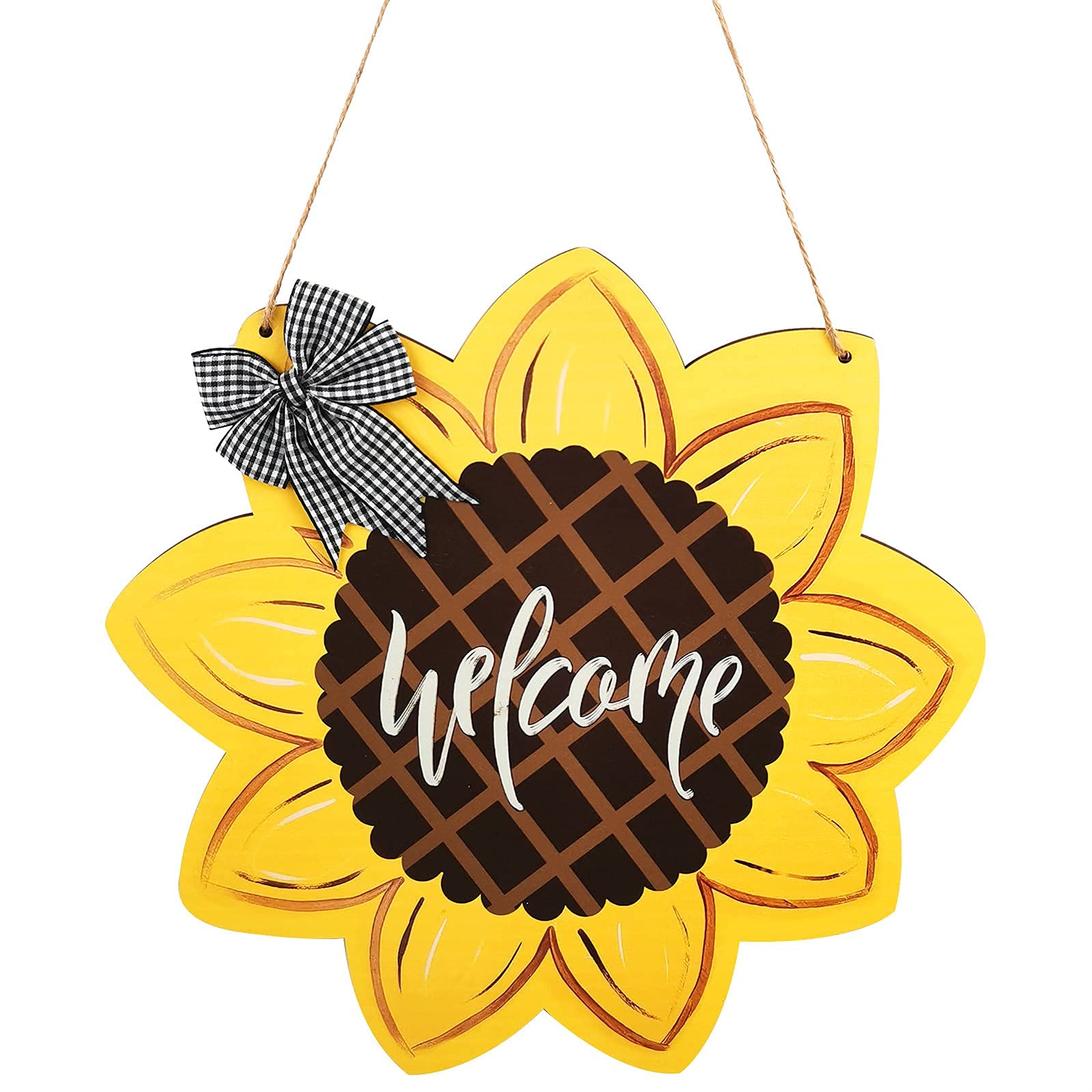 BOUTICOL Sunflower Welcome Sign Porch Decor Large Wooden Hanging Signs Decorative Home Front Door Decoration Art Spring Summer Indoor Outdoor Bathroom Kitchen Bedroom Yard Garden Wall Décor