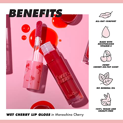 Lime Crime Wet Cherry Lip Gloss, Naked Cherry (Nude Blush) - Cherry Scented Lightweight, Plumping & Comfortable Ultra Glossy Sheen That Won't Stick - Long Lasting & Non-Sticky - Vegan Makeup