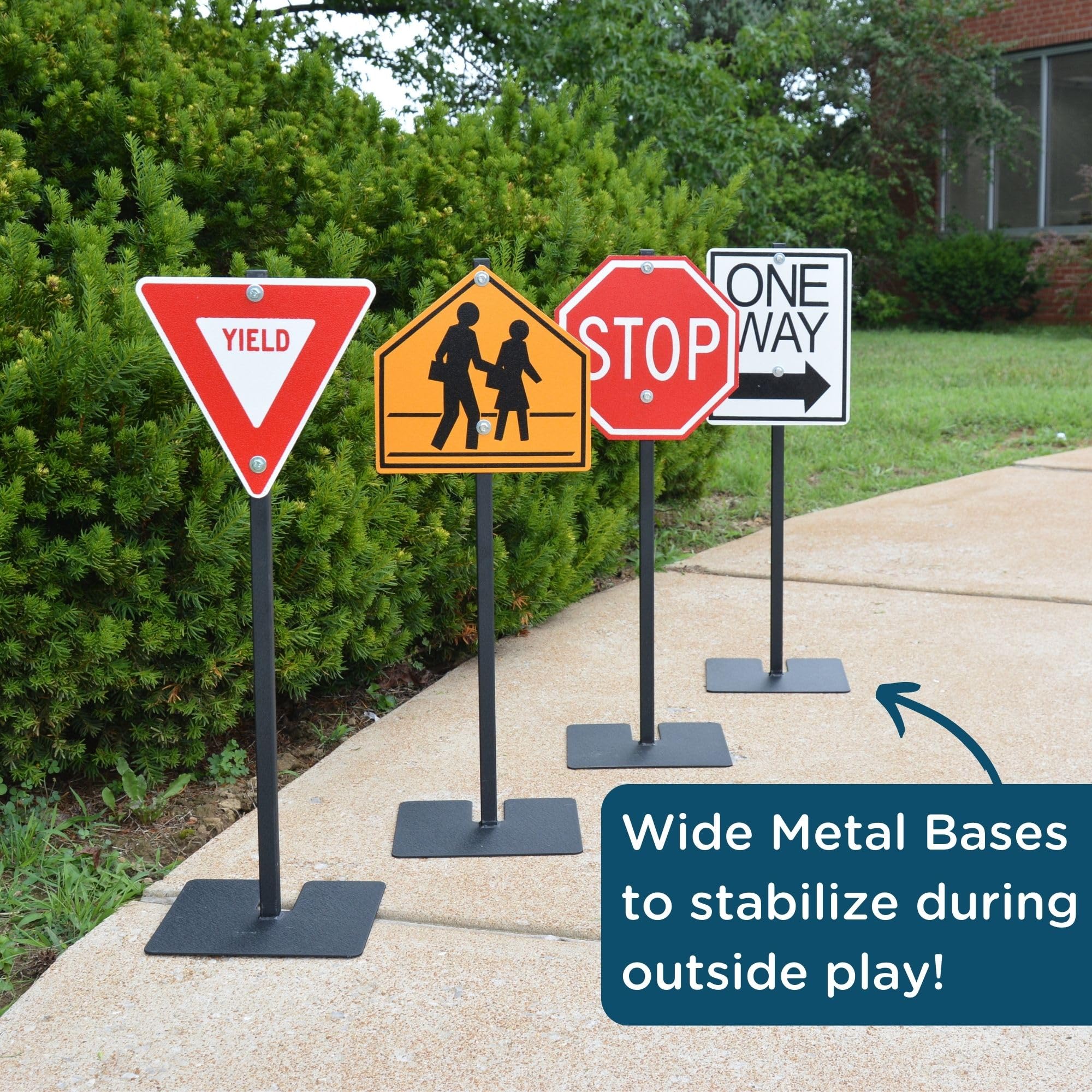 Children’s Factory Traffic Signs Set of 4, Outdoor Play Equipment for Daycare, Preschool, Playground, Kids Playhouse