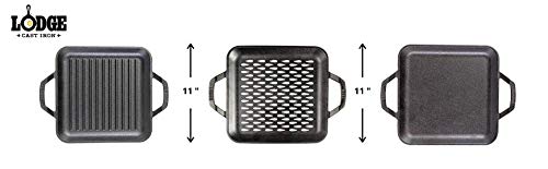 Lodge Chef Collection 11 Inch Cast Iron Chef Style Square Griddle. Handles, Large Cooking Surface and Seasoning Are Ready for the Kitchen or Campfire. Made from Quality Materials to Last a Lifetime