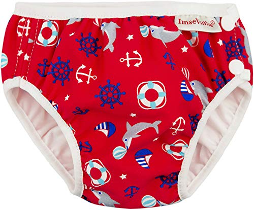 Imse Vimse Reusable Baby Swim Diapers for Boys (Red Marine, XL 24-31 lbs)