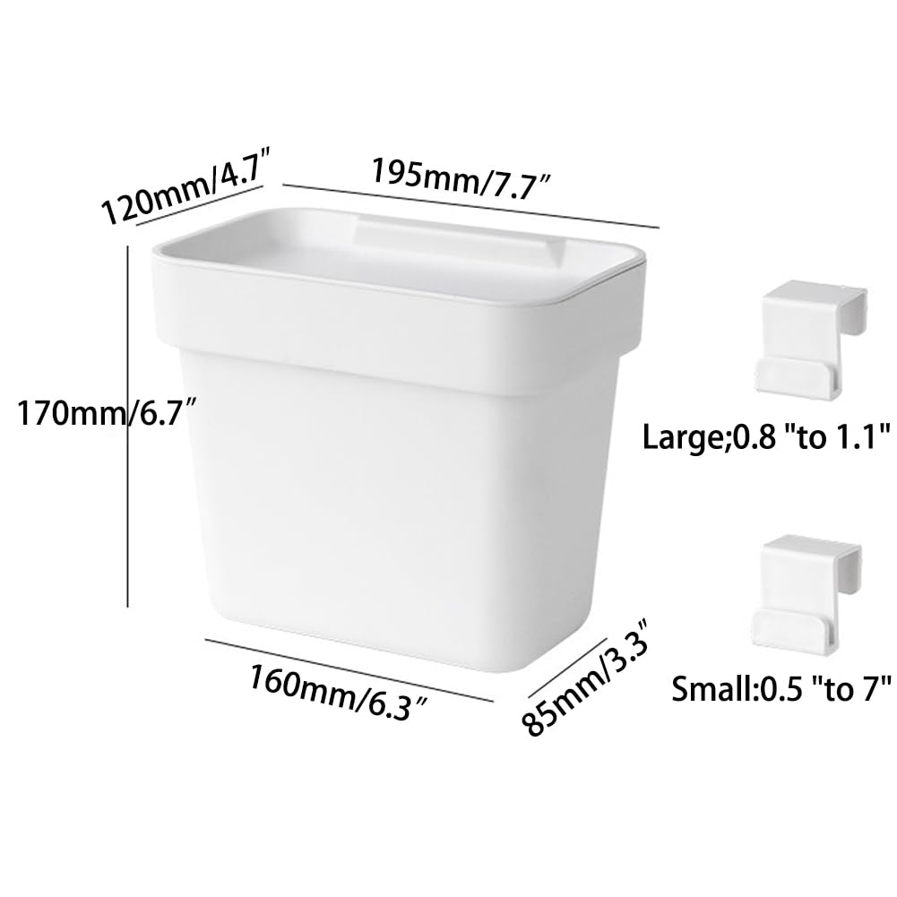 kaileyouxiangongsi 0.8 Gallon Hanging Small Trash Can with Lid for Cupboard/Bathroom/Bedroom/Office/Camping,Grey