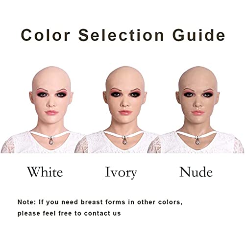 EQAIWUJIE Crossdressing fake face for Transgender Halloween Cosplay Realistic Handmade Silicone Head for Crossdresser(Ivory)