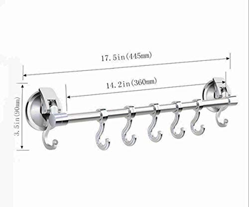 iRomic Suction Cup Hook Hanger Holder Rack Rail Towel Bar Organizer(2PCS) for Bathroom Shower Wreath, Loofah,Robe,Towel,Coat,Cloth,Kitchen Utensils,Wall Mounted on Glass Door,Window,Tile Wall