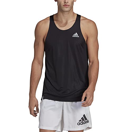 adidas Men's Own The Run Singlet, Black/Reflective Silver, Small