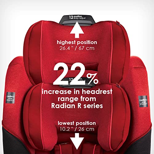 Diono Radian 3QX 4-in-1 Rear & Forward Facing Convertible Car Seat, Safe+ Engineering 3 Stage Infant Protection, 10 Years 1 Car Seat, Ultimate Protection, Slim Fit 3 Across, Red Cherry