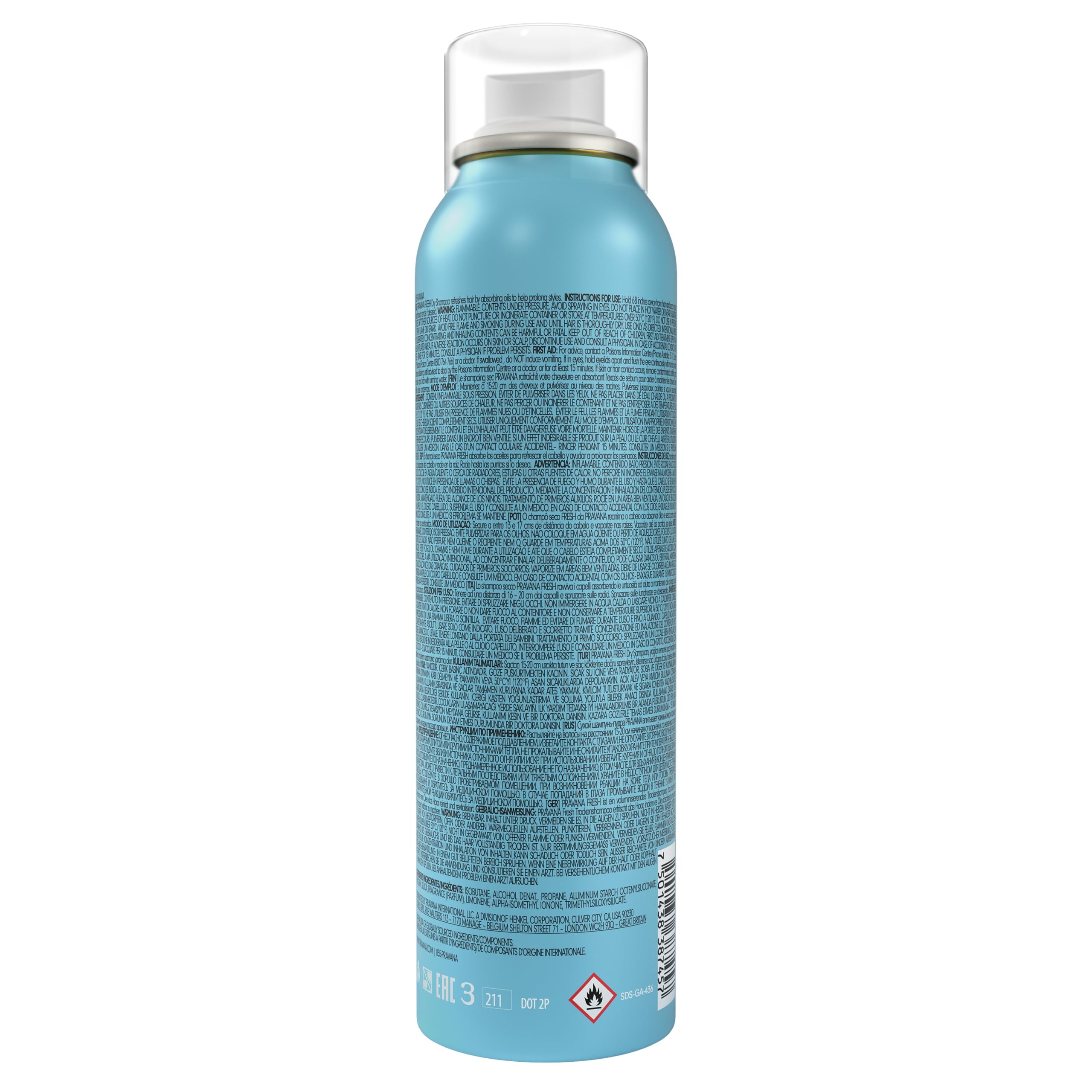 PRAVANA Fresh Dry Shampoo | Instantly Refreshes & Detoxifies Hair | Absorbs Oil & Impurities | Prolongs Blowouts, Color, Styling | Provides Internal Strength & Body