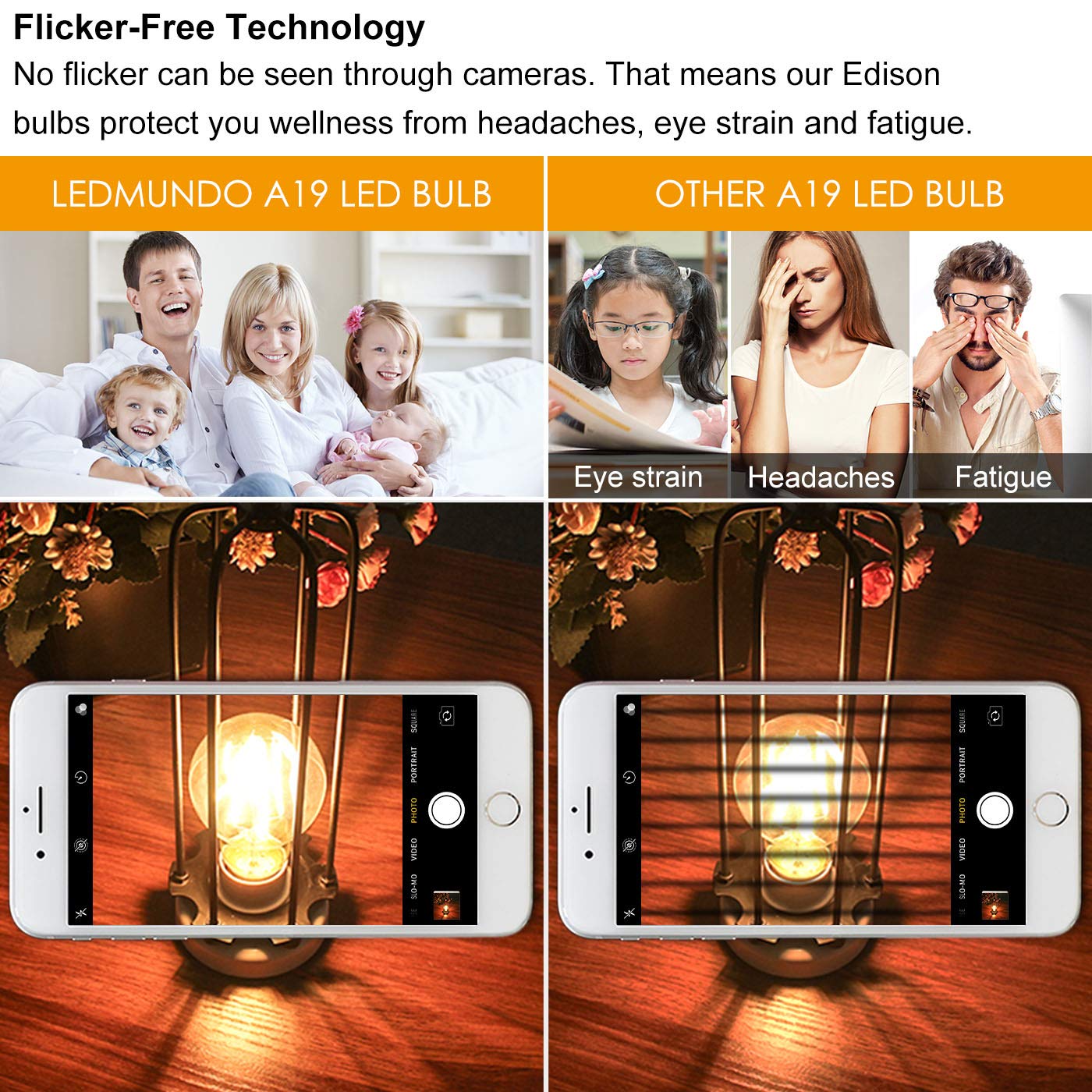 A19 LED Light Bulbs, No Flicker Fully Dimmable 6 Watt Vintage LED Edison Bulbs, 2700K Soft White, 60W Incandescent Equivalent, 700LM LED Filament Bulb, E26 Medium Base, Clear Glass, 12 Pack