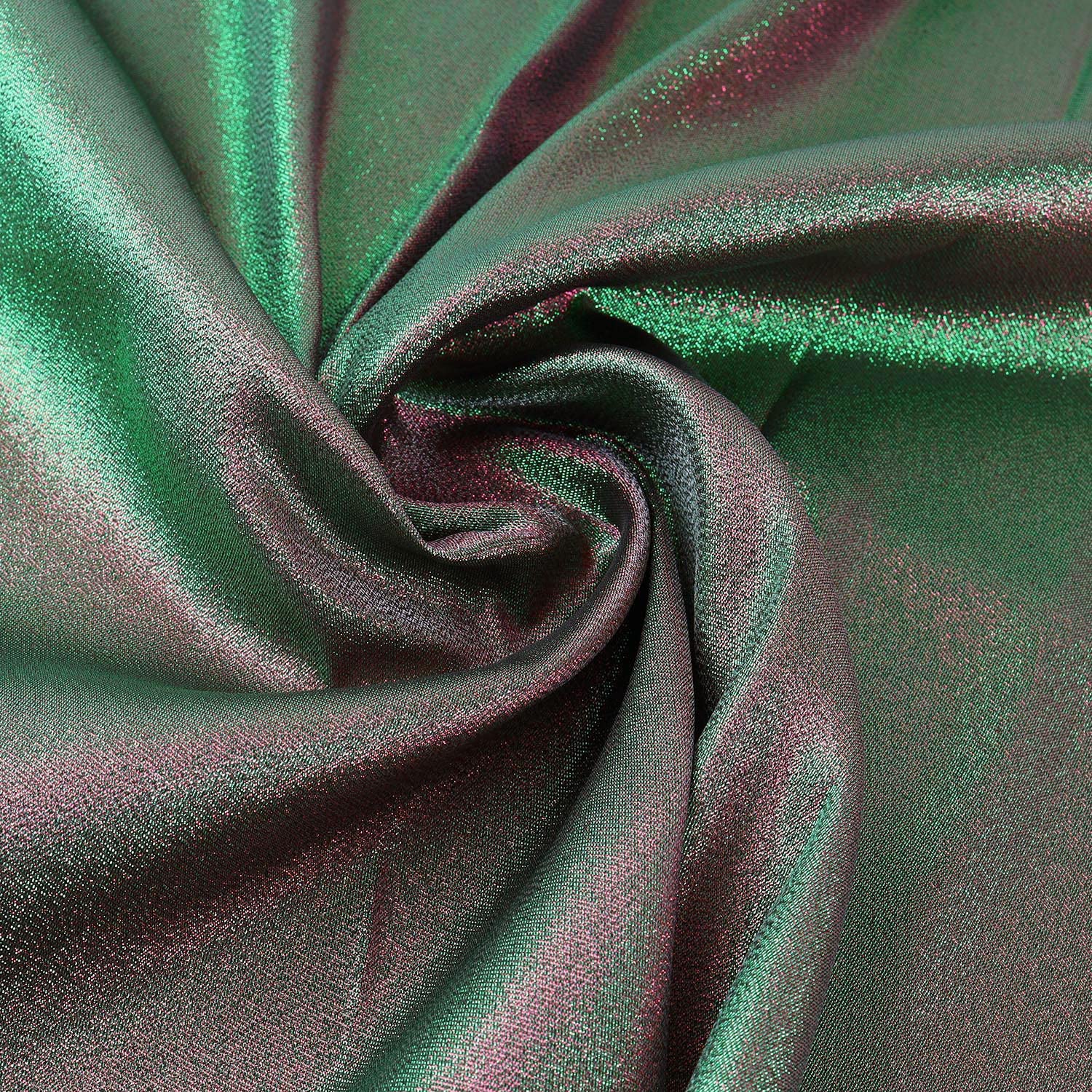 Two Tone Iridescent Fabric Metallic Thread Color Changing for Sewing Costume Gown (Green Red Blending) 50 Inches Wide, 4 Yards
