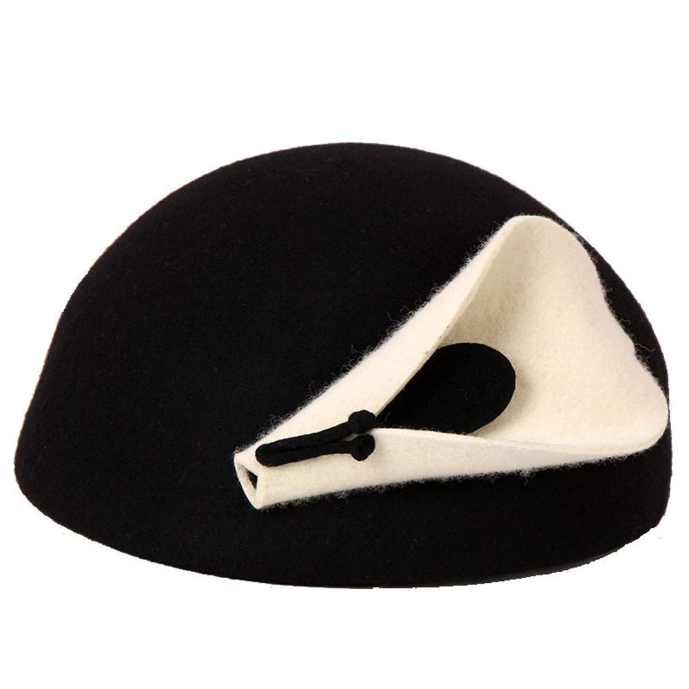 AFLHYJK Beret Hat Women Winter Hat Camel White Flower Wool Felt Pillbox Hat Lady Party Wedding Church Dress Hat
