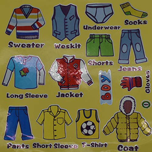 Maydahui 2 Sheets(31 Count) Dresser Clothing Decals 11 * 11inch Boys Girls Clothing Sort Wall Sticker Removable Clothes Classification Label for Wardrobe Drawer Organizing Home Bedroom Decoration