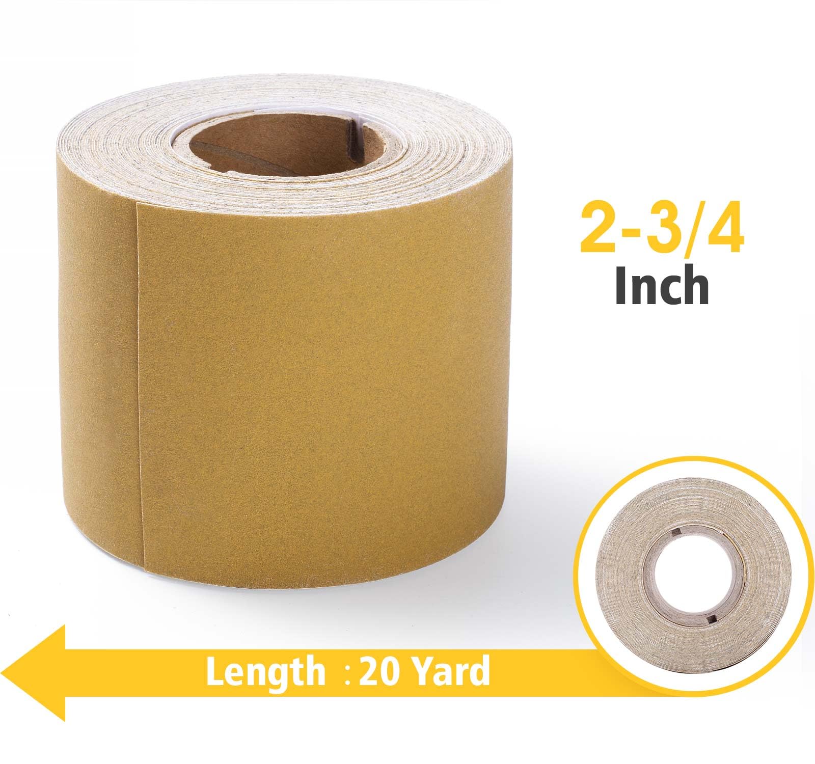 S SATC 320 Grit PSA Longboard Sandpaper 20 Yard Long Continuous Roll, 2-3/4" Wide Self Adhesive Stickyback Sanding Sheets for Automotive, Hand Sanding Blocks,Woodworking, Metal, Plastic