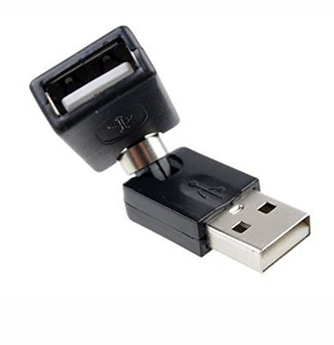 CERRXIAN Rotating and Swivel Twist USB 2.0 Type A Male to Type A Female 360 Degree Rotation Adjustable Right Angle Extension Adapter Convertor (2-Pack,AM-FM)
