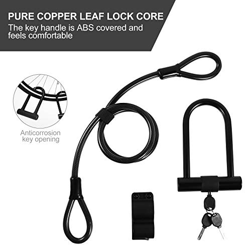 Abaodam 1 Set U- Shape Bike Lock Heavy Duty Anti- Theft Bike Mounting Bracket Cable Lock Bike Part