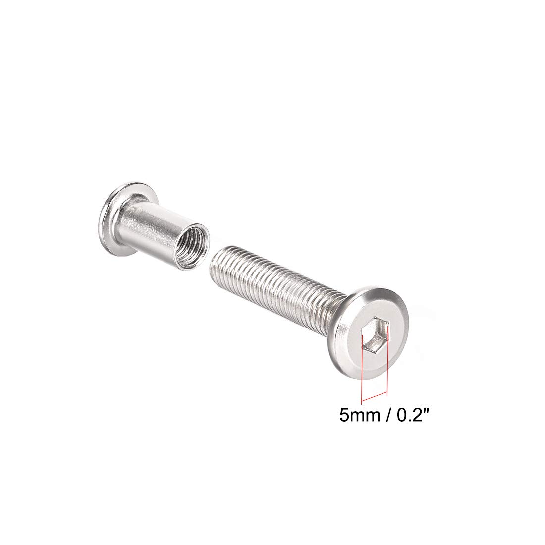uxcell Screw Post Fit for 3/8"(10mm) Hole Dia, Male M8x30mm Belt Buckle Binding Bolts Leather Fastener Carbon Steel 5 Sets