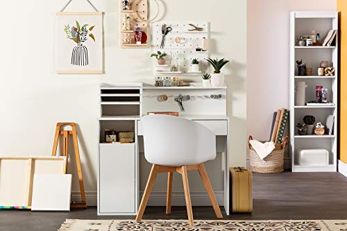 South Shore Crea Craft Table wth Hutch-Pure White