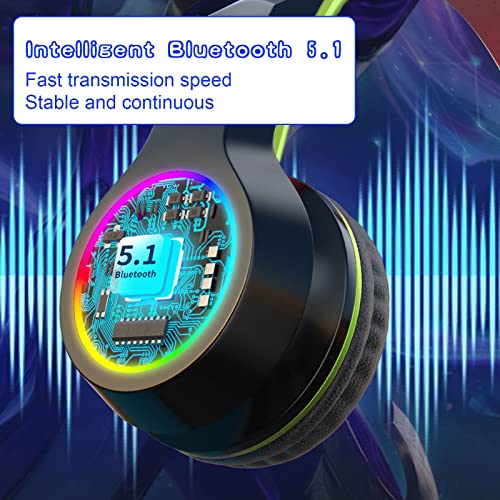 Bluetooth Headphones Noise Canceling Wireless Light Bluetooth Headset Foldable Lightweight Over Ear Earphones Built-in Mic HiFi Stereo Deep Bass Headphones with Memory Foam Ear Cups