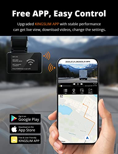 Kingslim D4 4K Dual Dash Cam with Built-in WiFi GPS, Front 4K/2.5K Rear 1080P Dual Dash Camera for Cars, 3" IPS Touchscreen 170° FOV Dashboard Camera with Sony Starvis Sensor, Support 256GB Max