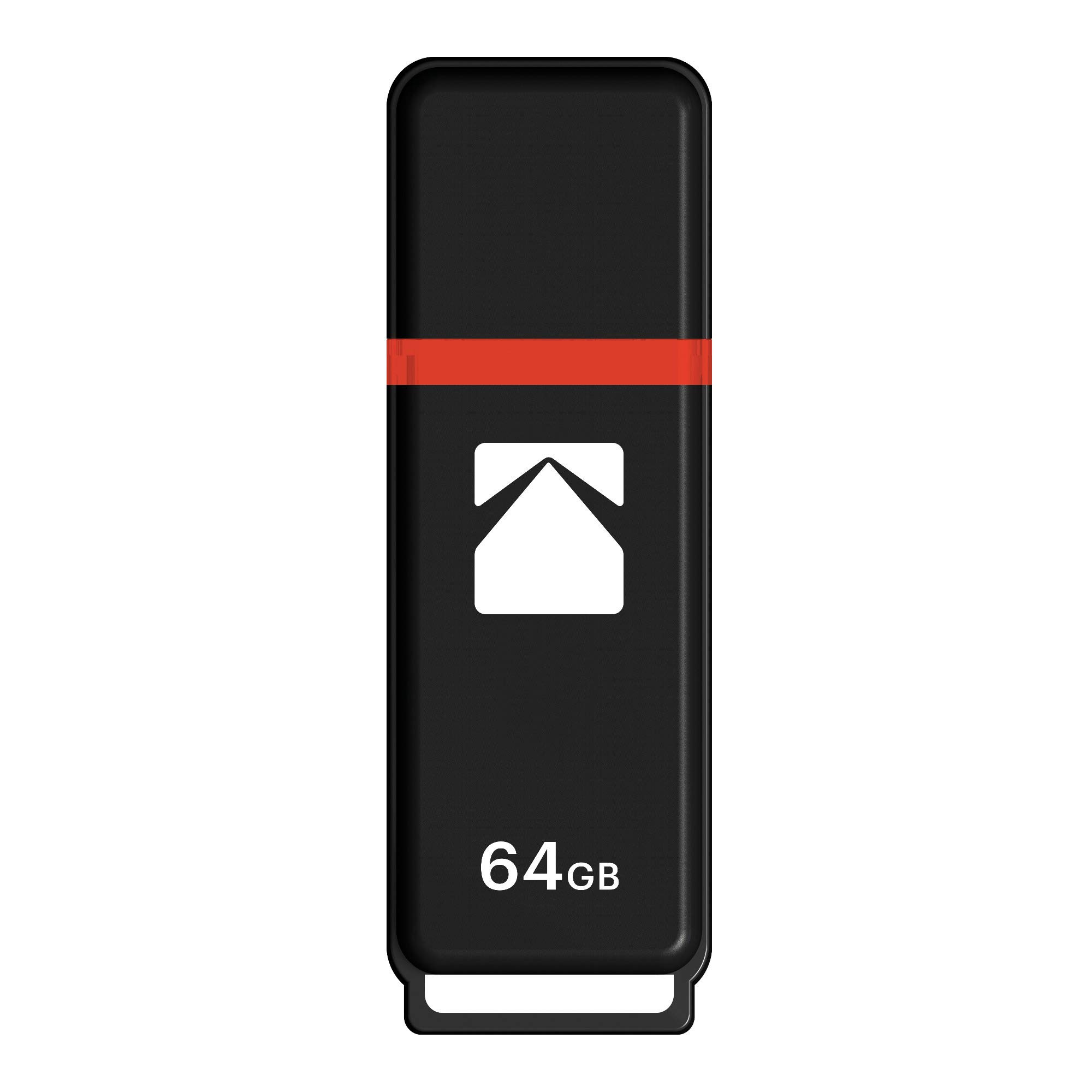 Kodak USB Flash Drive 64 GB - K100 Classic Black mat Casing Series with a Transparent red Neck + a Cap EKMMD64GK102