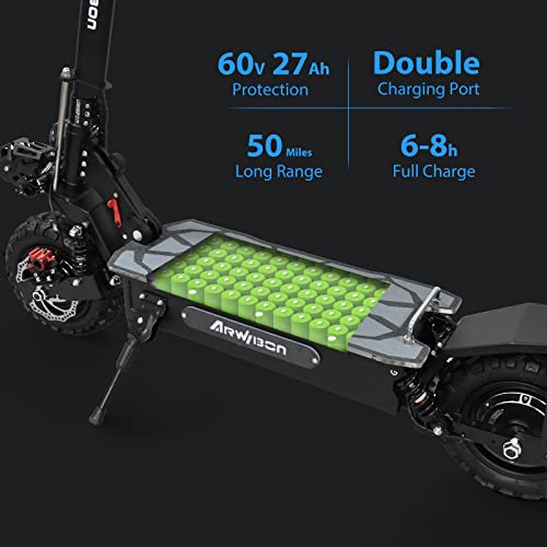 Electric Scooter Adults, Escooter with 5600W Powerful Dual Motor, 47mph Max Speed, 60V 27Ah Battery, 50 Miles Long Range, 11” Inner Tubeless Tire Folding Sport Kick Scooter (Q06-without seat)