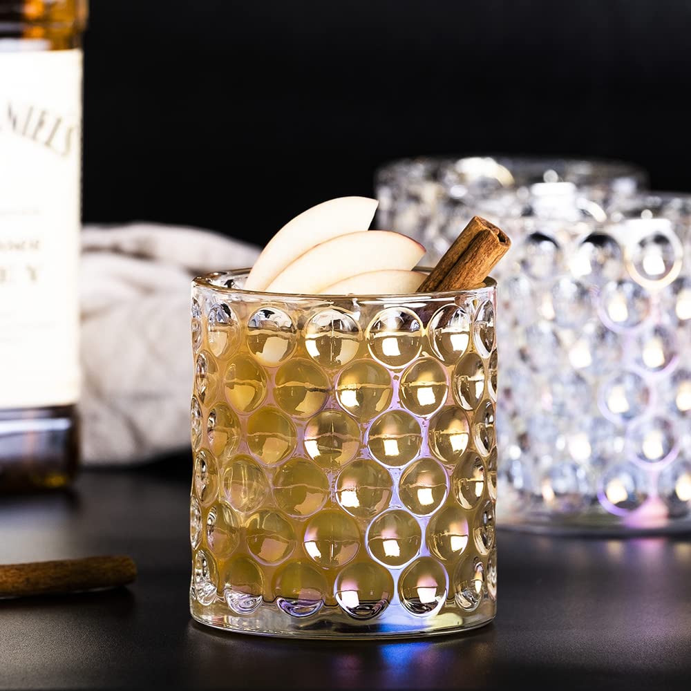 ACASSA, Gin and Tonic Glassware, Iridescent Drinking Glasses, Romantic Water Glasses, Bubble Design Drinking Glasses, Hobnail Drinking Glasses, Wine, Cocktail, Lowball, Bourbon, Whisky, Scotch Glasses