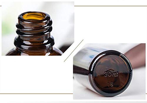 QUUPY 3PCS Portable Amber Glass Graduated Scale Dropping Bottle Vials With Black Rubber Cap And Glass Dropper Pipette For Cosmetic Perfumes Essential Oils Liquids Storage