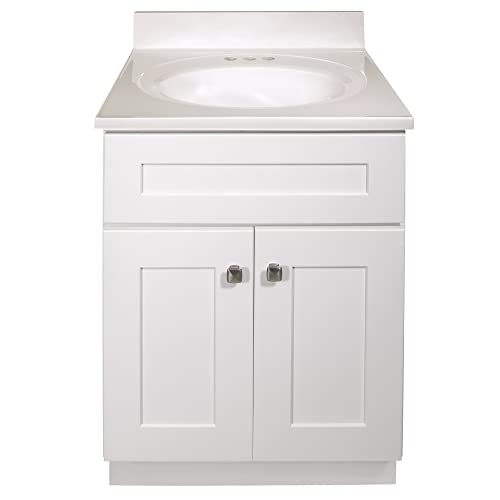 Design House 584870 Bath Shaker 2-Door Bathroom Vanity with Cultured Marble White Top, 4-Inch Centerset, 2 Piece