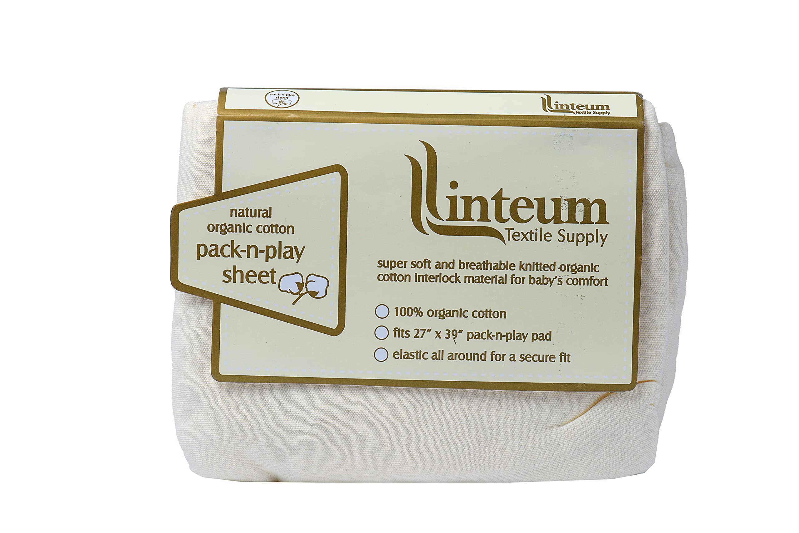 Linteum Textile Premium Jersey Knit Baby Crib Fitted Sheet, 100% Cotton (1, Beige)